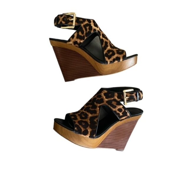MICHAEL Michael Kors | Shoes | Michael Kors Leopard Wedge Sandal 7 ...